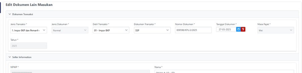 Input Manual PPN Impor dari SPTNP